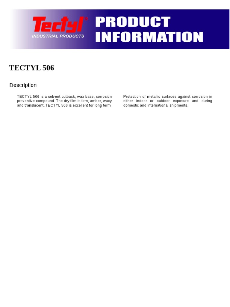Tectyl 506 | PDF | Volatile Organic Compound | Corrosion