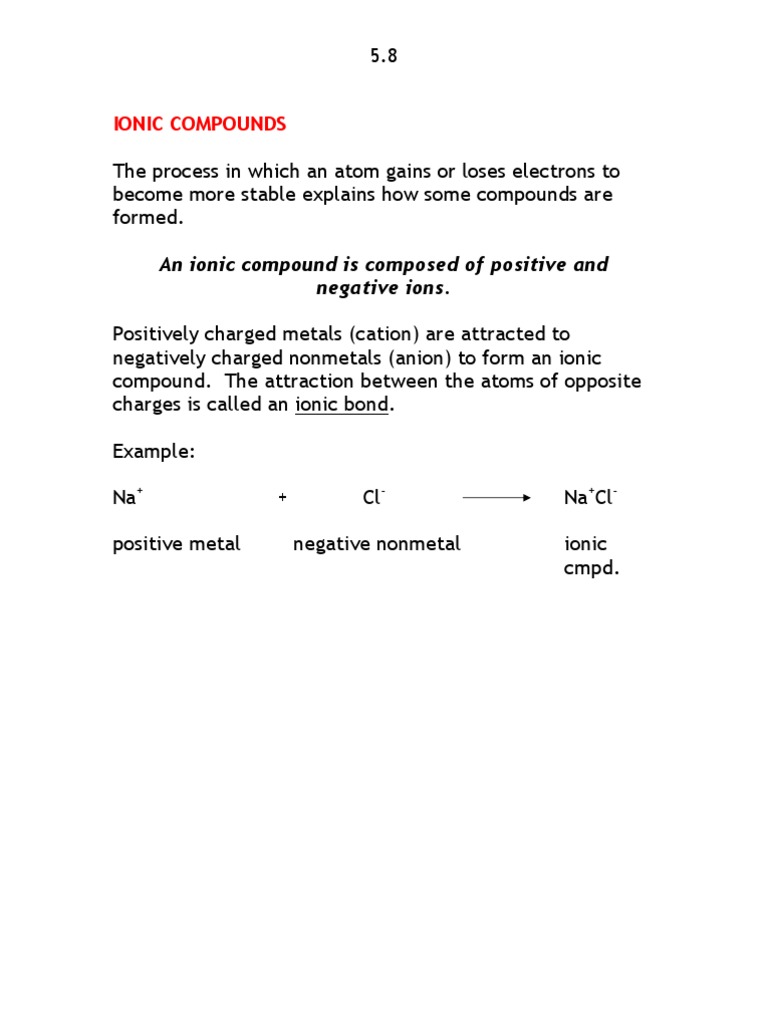Ionic Compounds: Formulas and Naming | PDF | Ion | Ionic Bonding