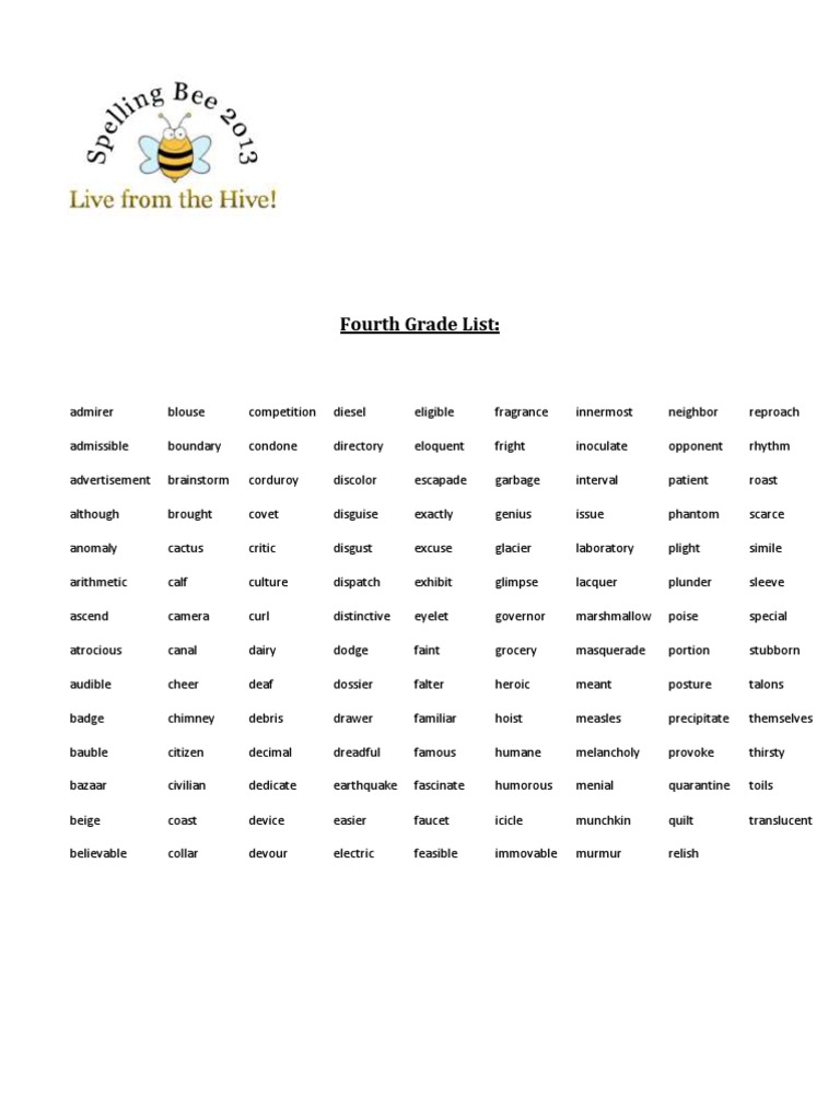 Fourth Grade List | PDF
