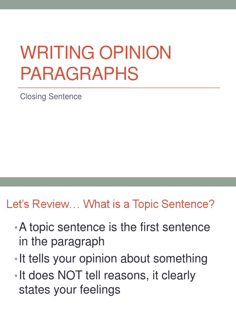 Writing Opinion Paragraphs | PDF