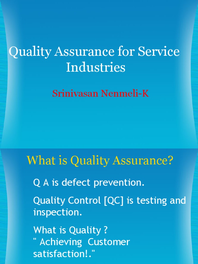 Quality Assurance For Service Industries | PDF | Quality Assurance ...