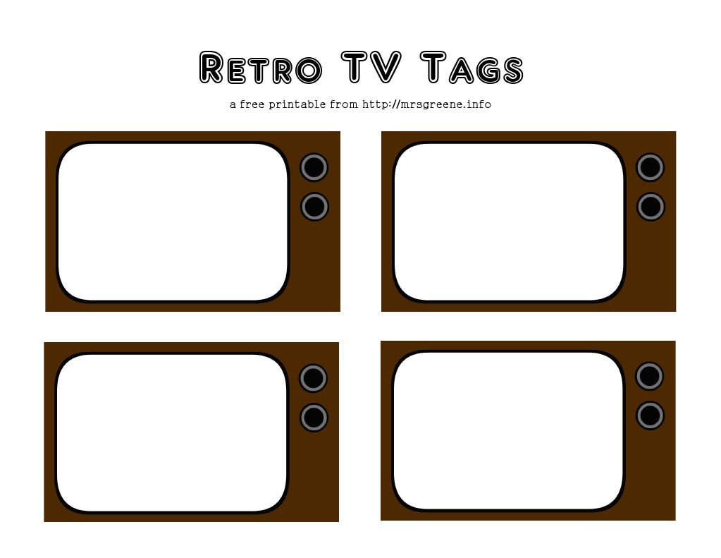 Retro TV Tags Free Printable | PDF