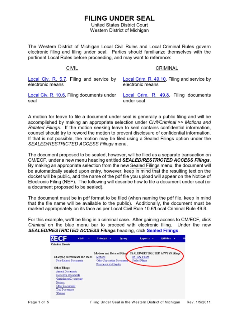 Filing Under Seal | PDF | Public Law | Government Information