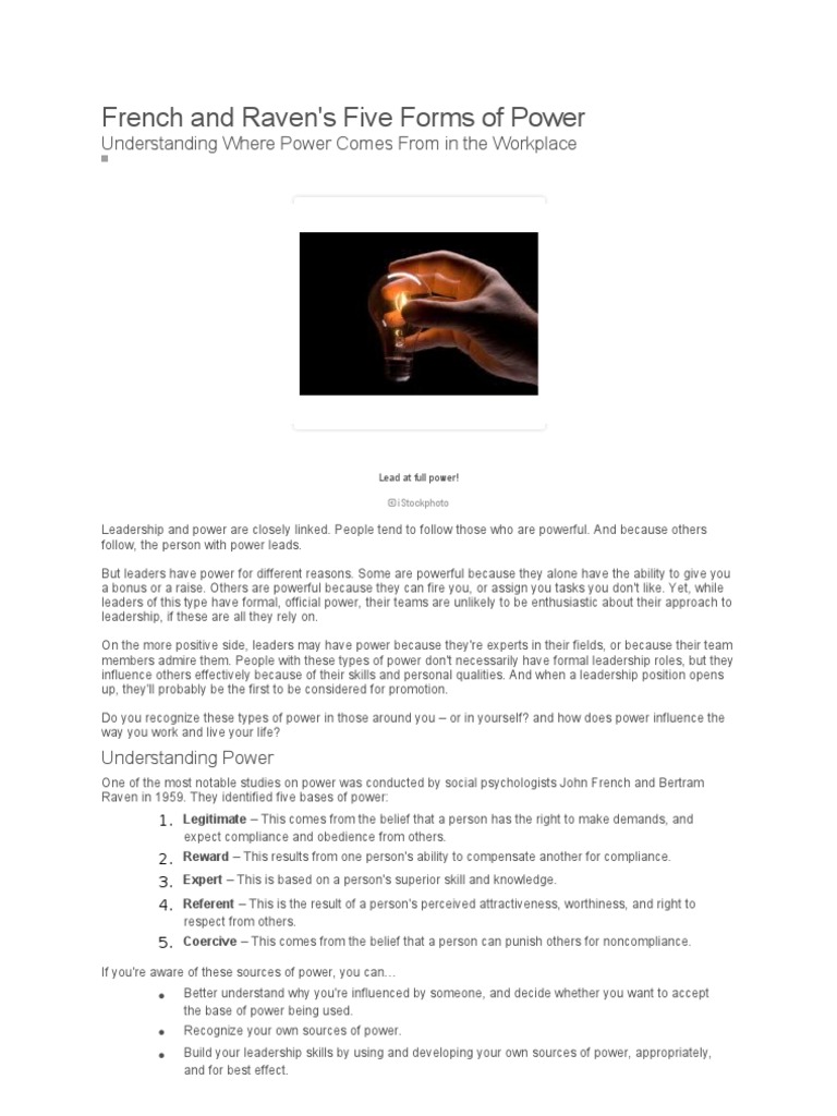 French and Raven | PDF | Power (Social And Political) | Expert