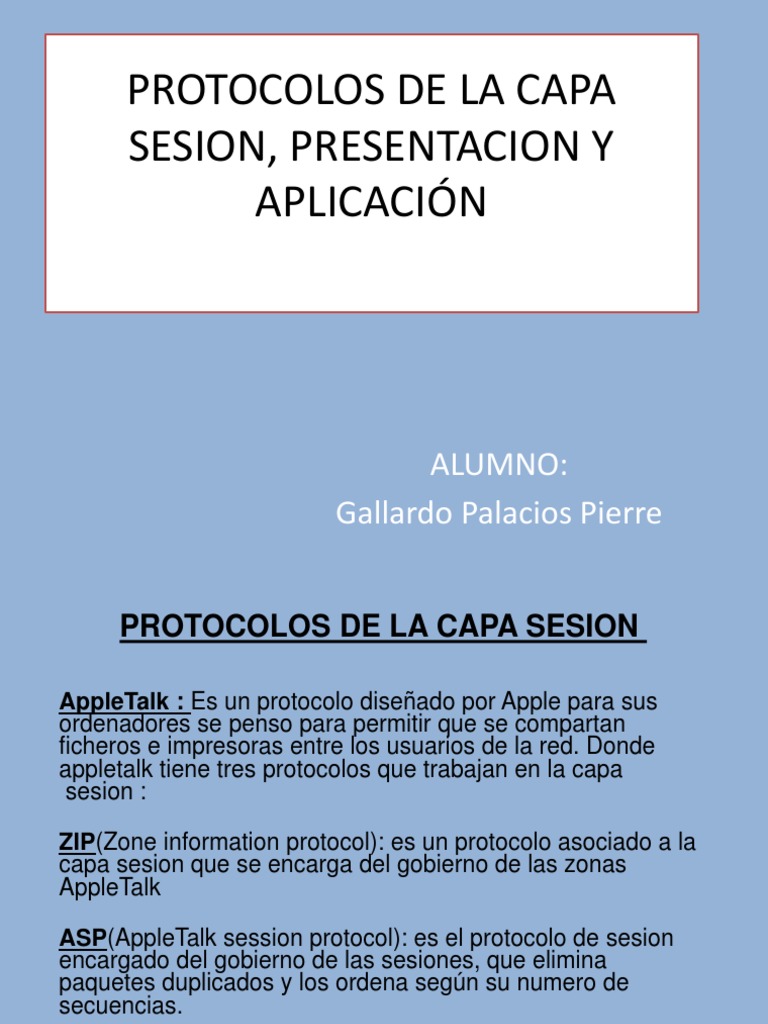 Protocolos de Capa La Capa de Sesión Presentación y Aplicación ...