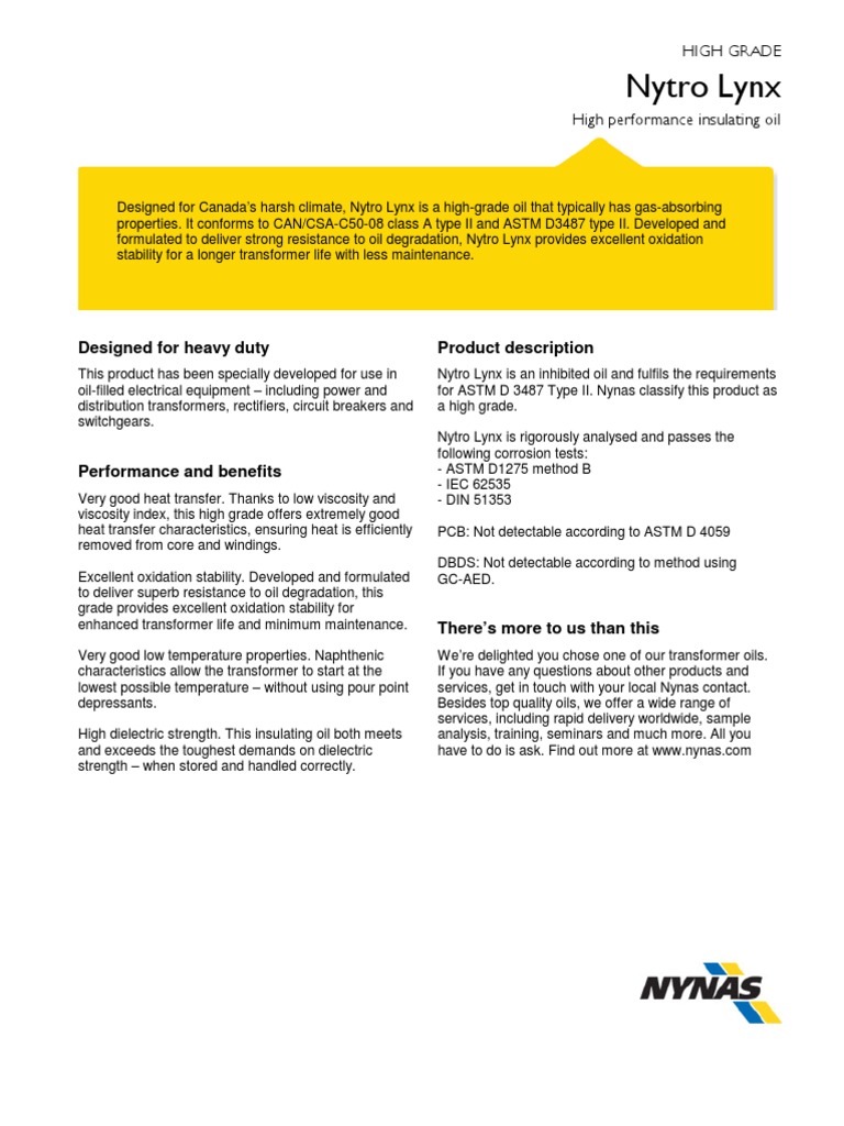 Nynas Oil | PDF | Transformer | Chemistry