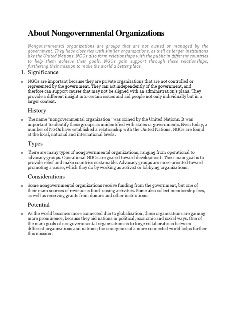 The Evolving Role of Non-Governmental Organizations in Educational ...