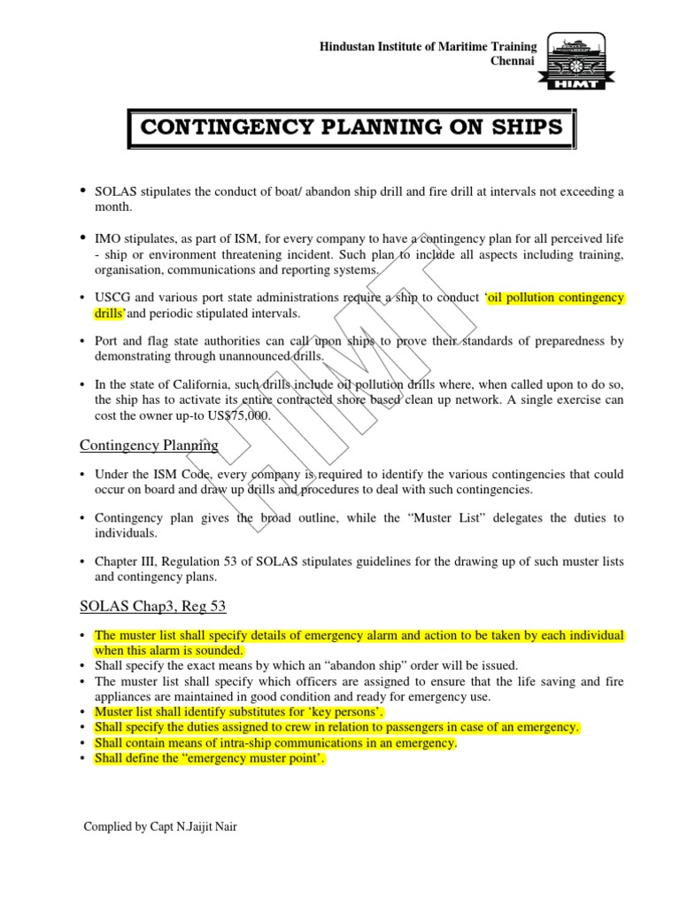 Ism Conteingency Planning | PDF | Water Transport | Ships