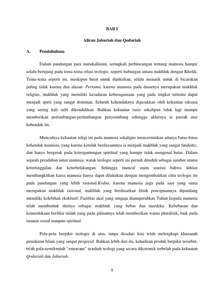 Aliran Jabariah Dan Qodariah | PDF | Filsafat