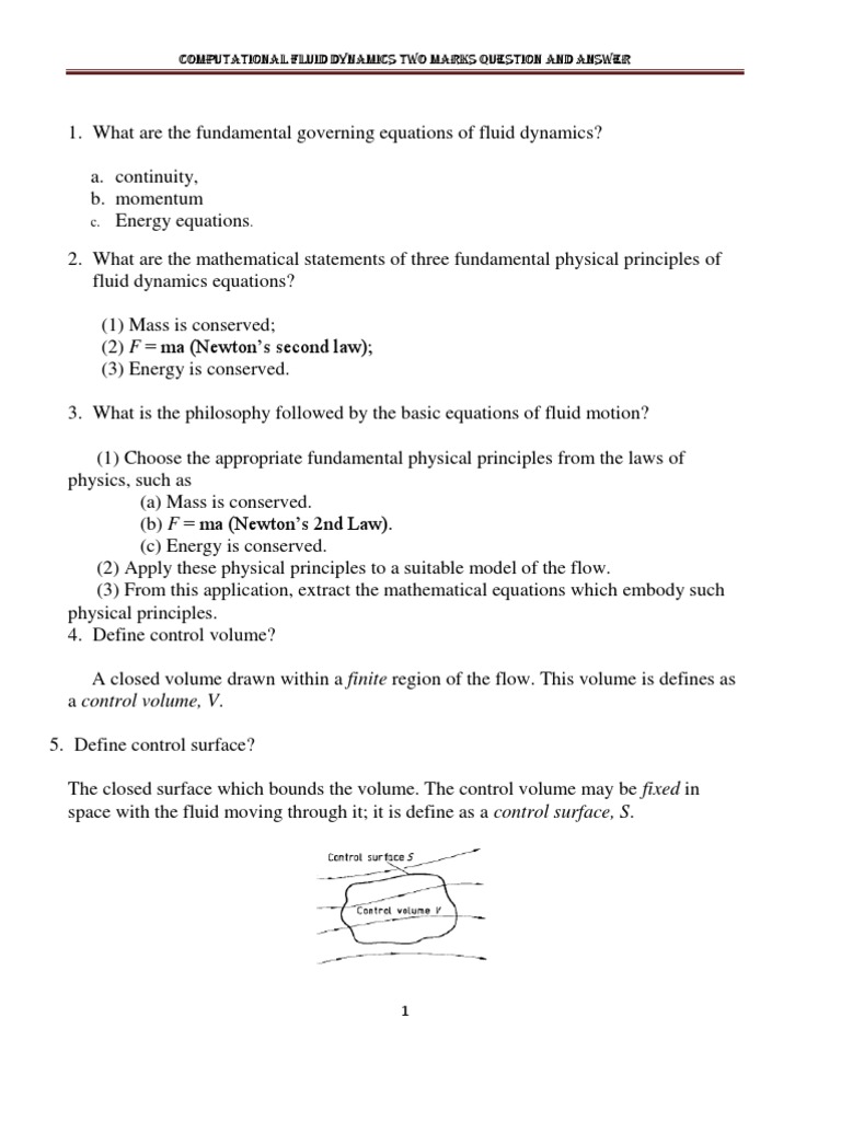 Computational Fluid Dynamics 2 Marks - herefup