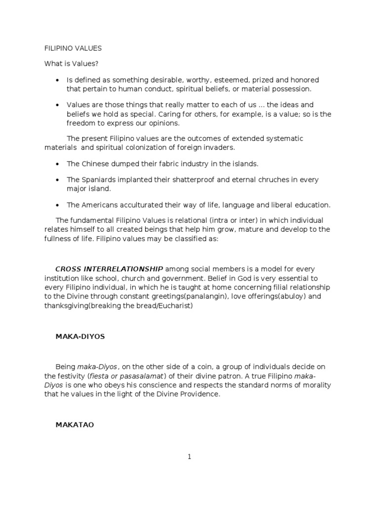 Filipino Values Maed | PDF | Value (Ethics) | Philippines
