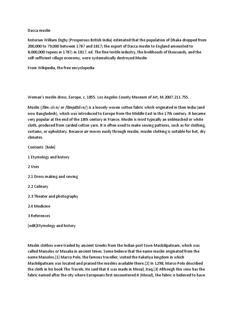 Dacca Muslin | PDF | Weaving | Textiles