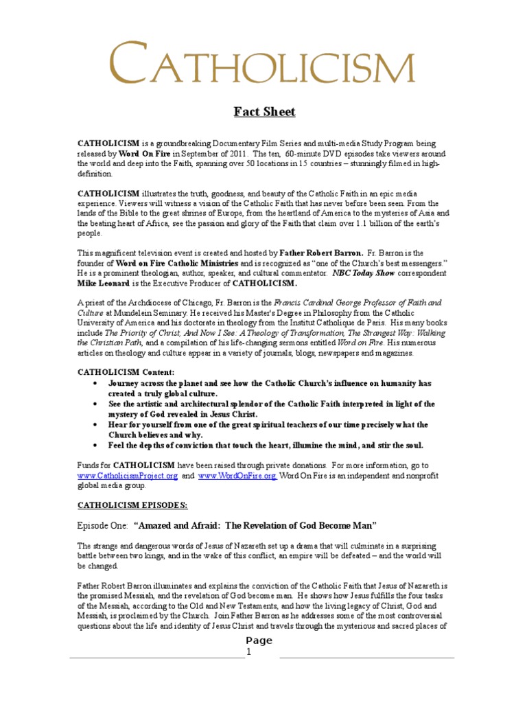 Catholicism Fact Sheet | PDF | Catholic Church | Eucharist