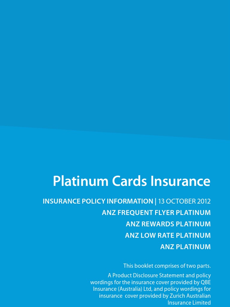 ANZ Platinum Credit Card Insurance Policy | PDF | Insurance | Credit Card