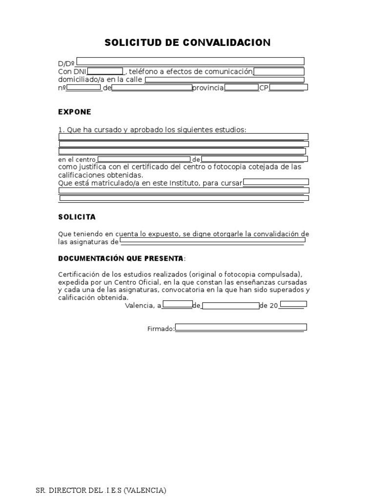 Solicitud de Convalidación de FOL | PDF | Crecimiento personal y profesional | Finanzas y dinero