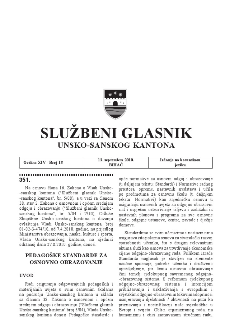 Standardi Osnovno Obrazovanje Usk | PDF