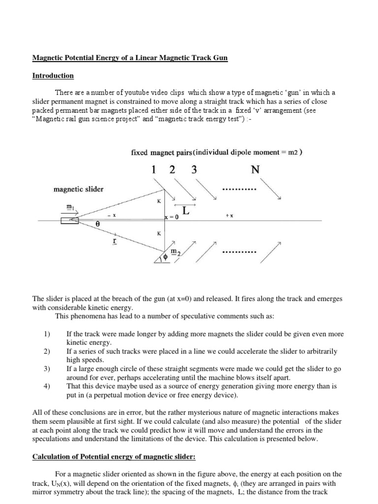 Magnetic Potential Energy of A Linear Magnetic Track Gun | PDF ...