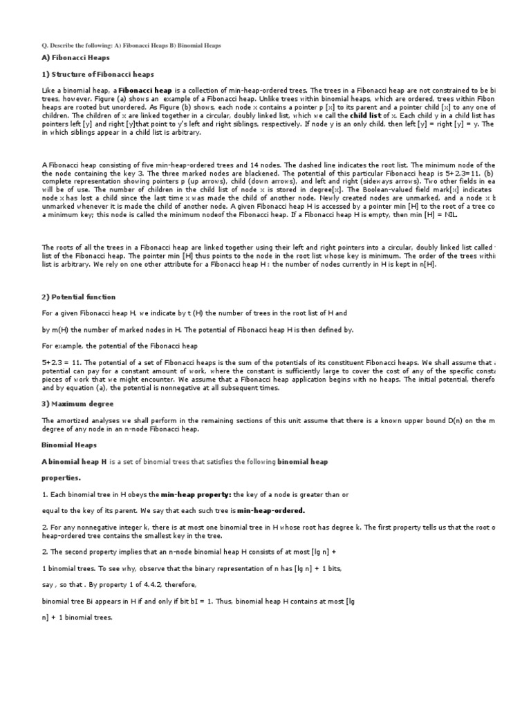A) Fibonacci Heaps 1) Structure of Fibonacci Heaps | PDF | Computer Data | Algorithms And Data ...