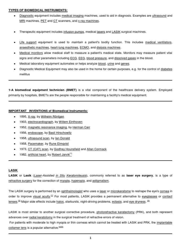 Types of Biomedical Instruments | PDF | Magnetoencephalography | Ct Scan