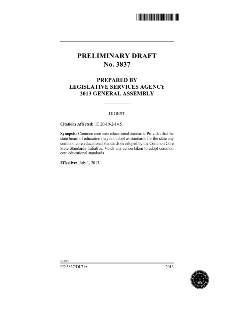 Indiana Bill to Reject Common Core Standards | PDF | Business | Finance ...