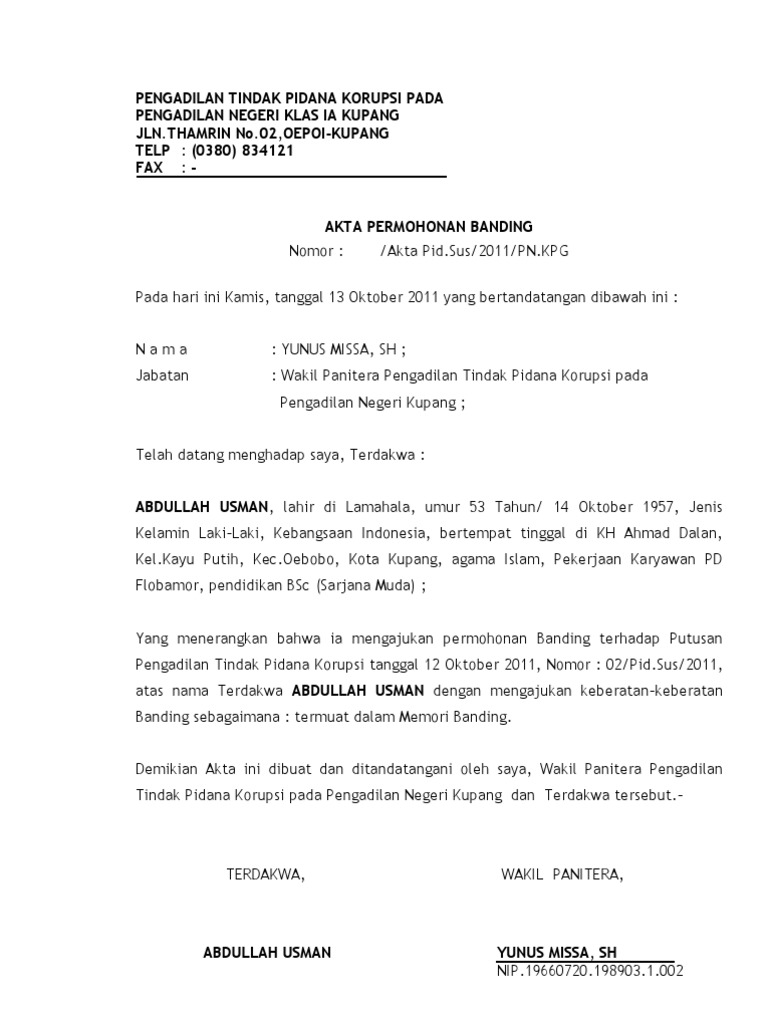 Akta Permohonan Banding | PDF | Ilmu Sosial | Hukum