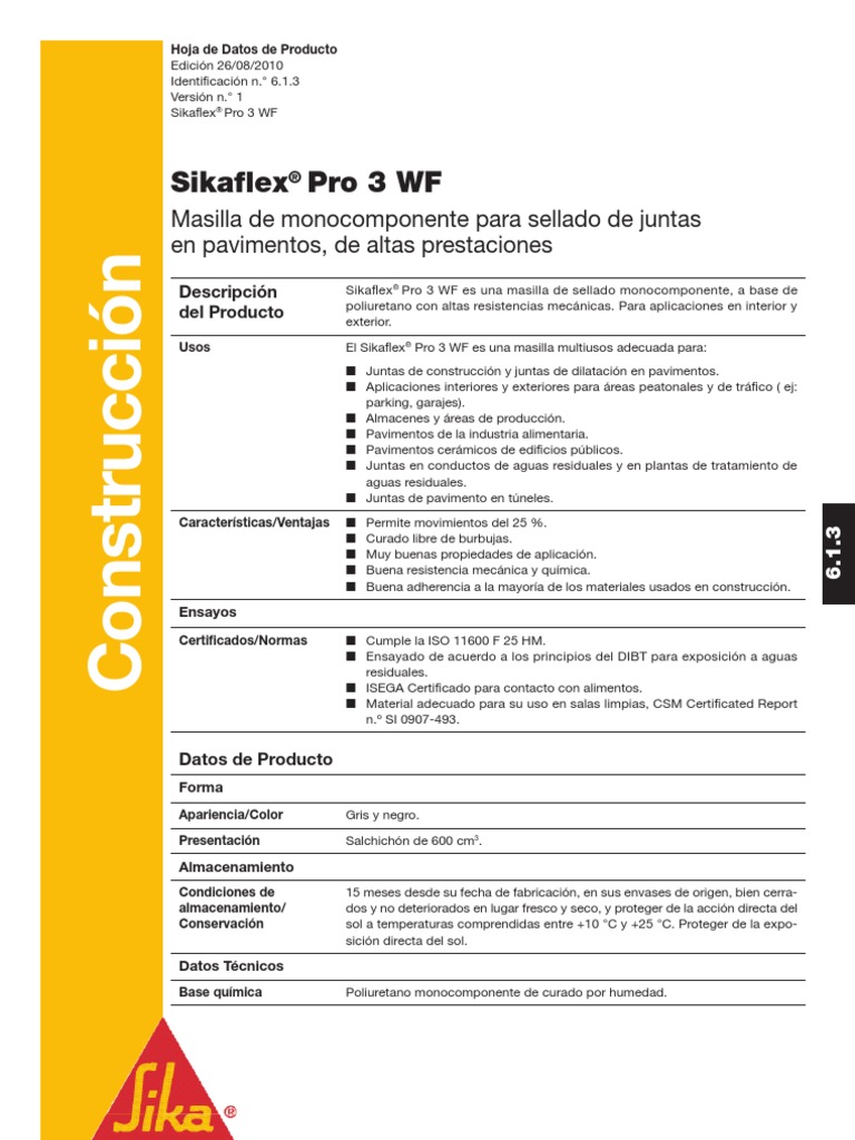 6.1.3. Sikaflex® Pro 3 WF | Solvente | Color