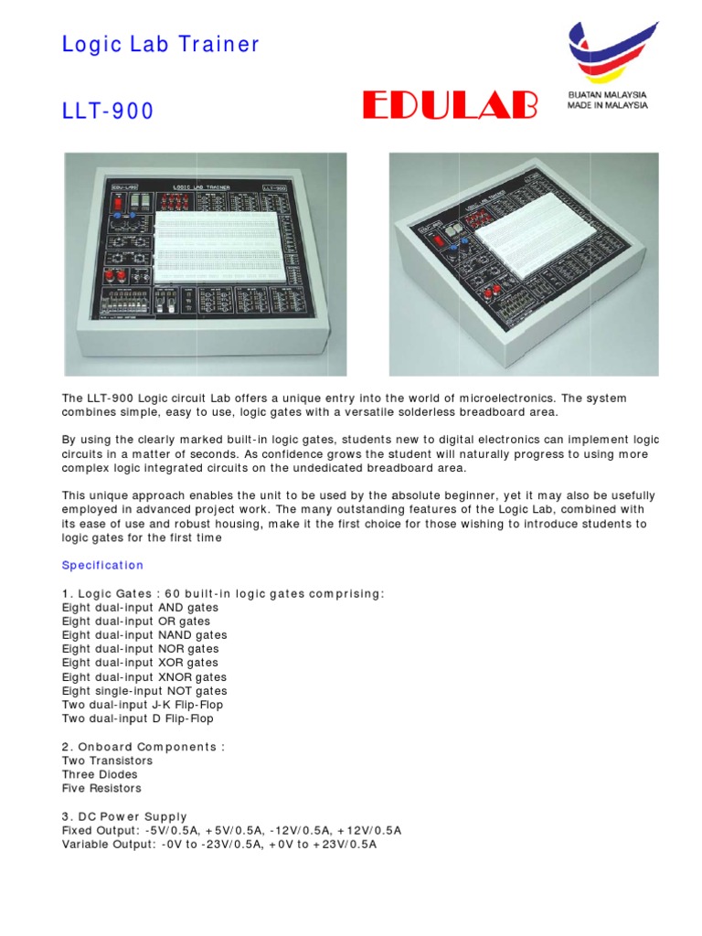Logic Lab Trainer LLT-900 | PDF | Electronic Circuits | Logic