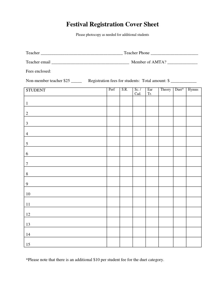 Festival Registration Cover Sheet | PDF