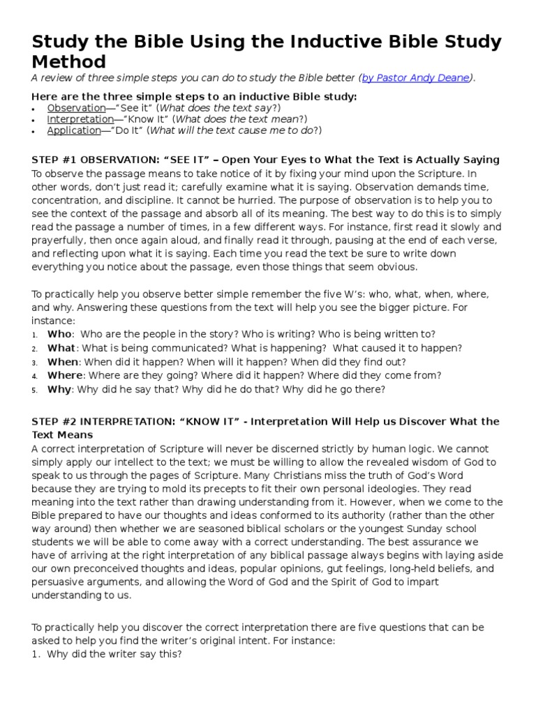 How To Study The Bible - Inductive Bible Study | PDF | Bible Study ...