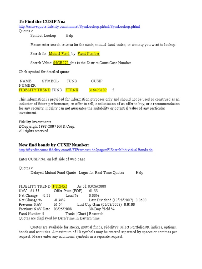 001 How To Search For The Cusip | PDF