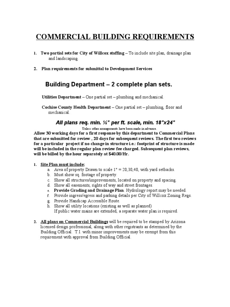 Commercial Building Requirements: Building Department - 2 Complete Plan ...