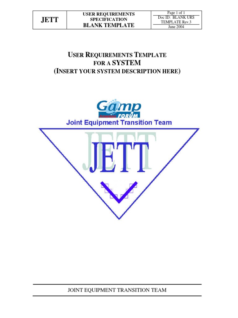 URS Template Blank | PDF | Specification (Technical Standard ...