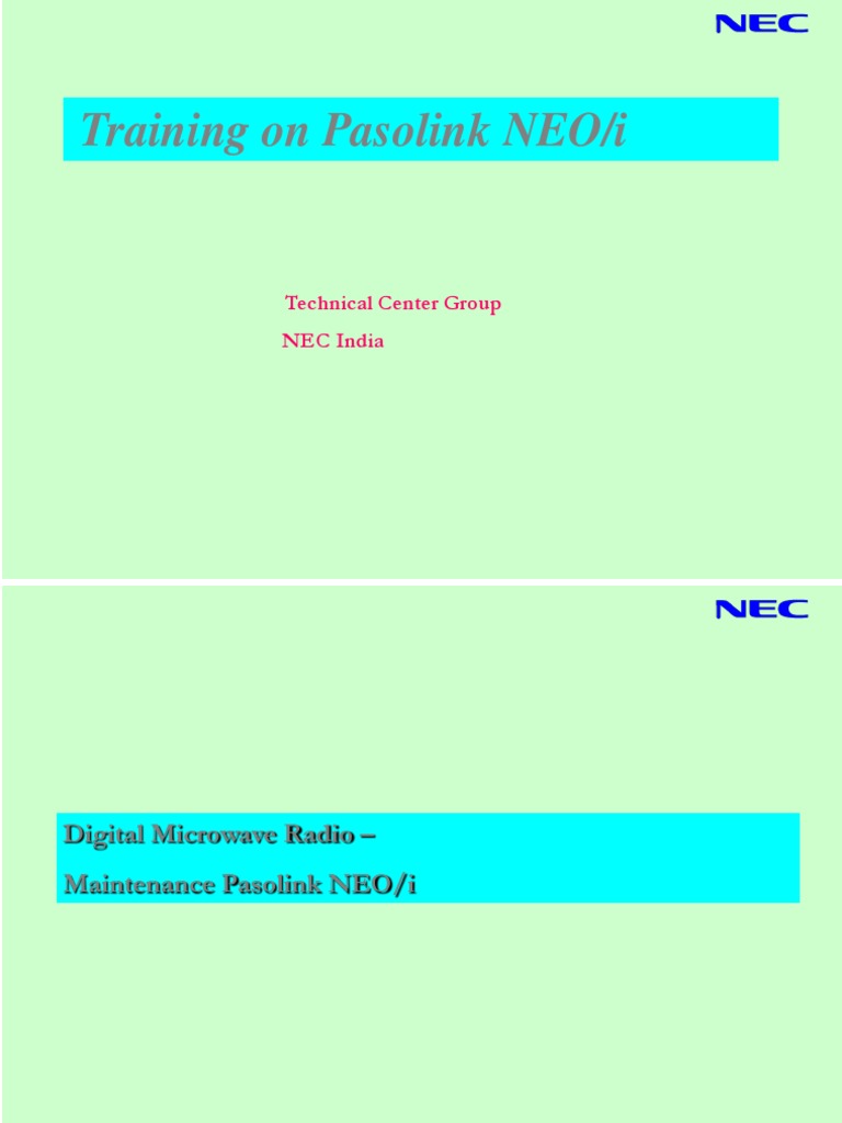 Training On Pasolink NEO/i: Technical Center Group NEC India | PDF ...