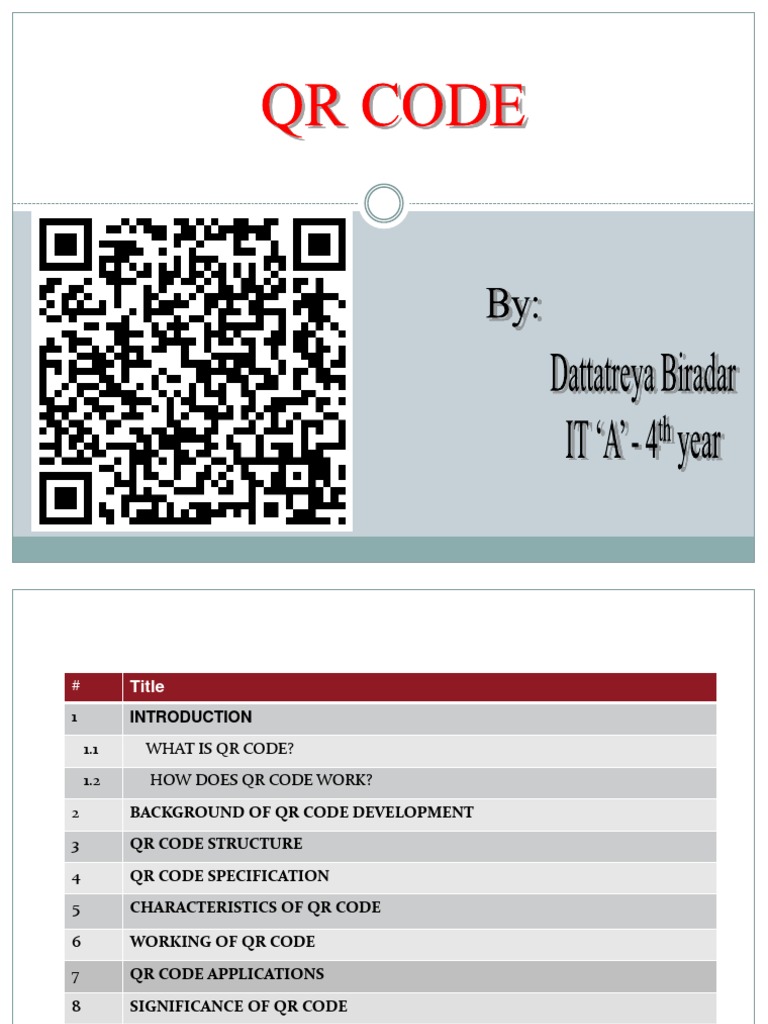 QR Code Tech. Seminar | PDF | Qr Code | Barcode