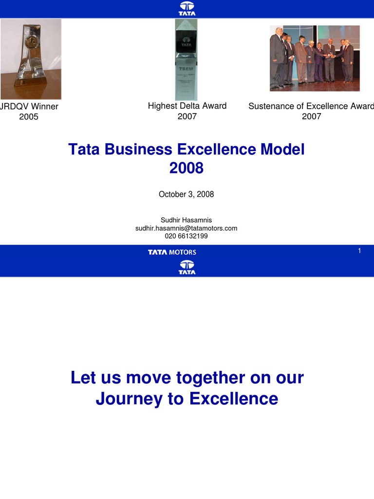 Tata Business Excellence Model 2008: JRDQV Winner 2005 Highest Delta ...