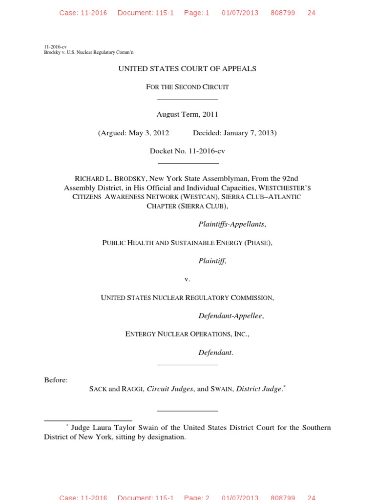 Brodsky v. NRC: NEPA Exemption Appeal | PDF | National Environmental ...