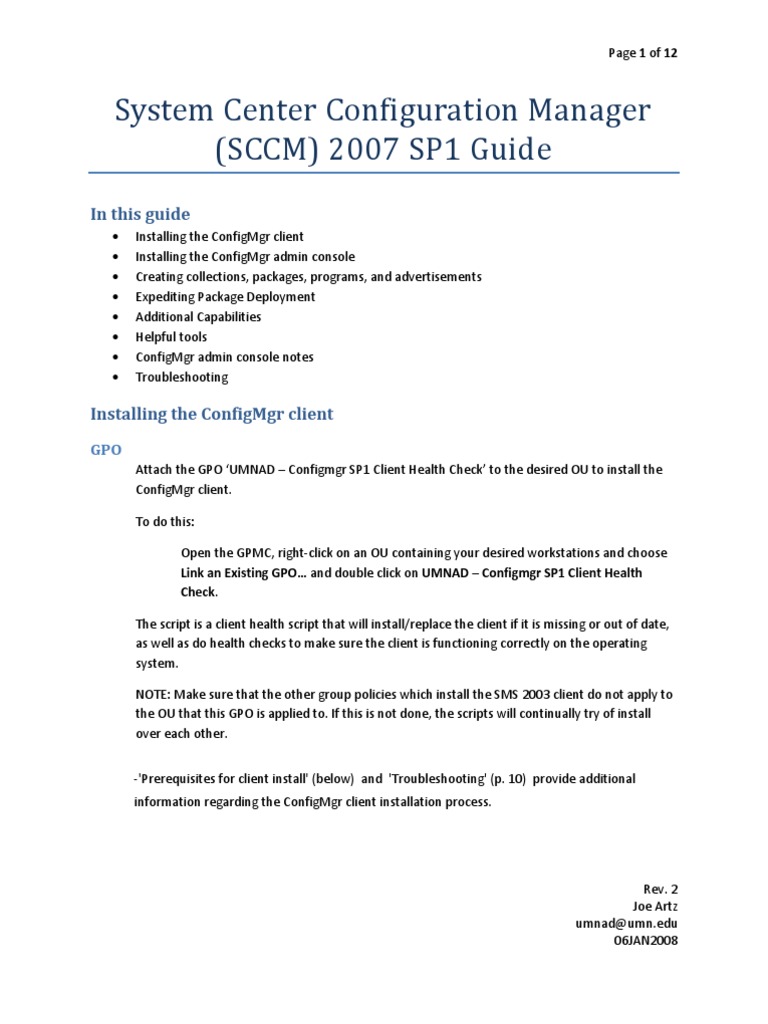 System Center Configuration Manager (SCCM) 2007 SP1 Guide | PDF | Computers