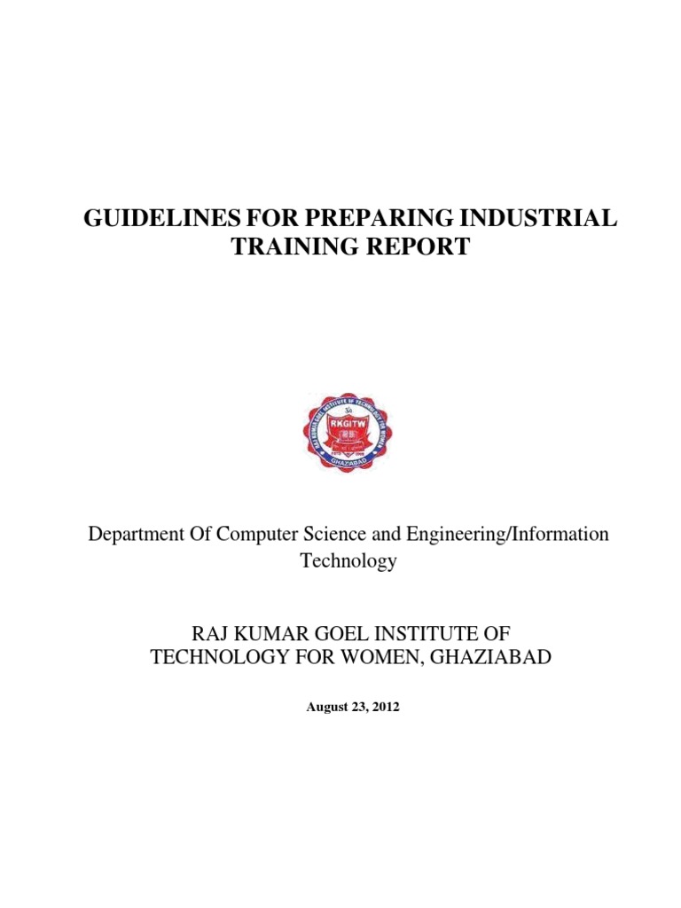 GUIDELINES FOR PREPARING INDUSTRIAL TRAINING REPORT | PDF | Institute ...