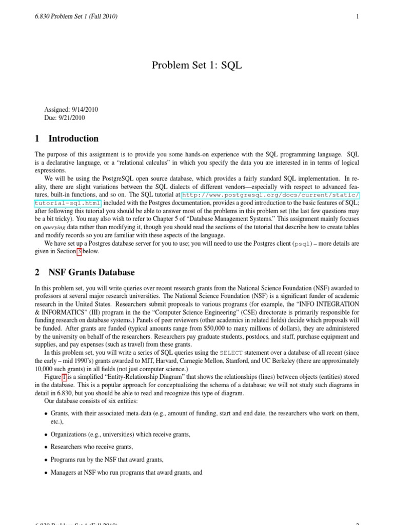 Problem Set 1: SQL | PDF | Postgre Sql | Sql