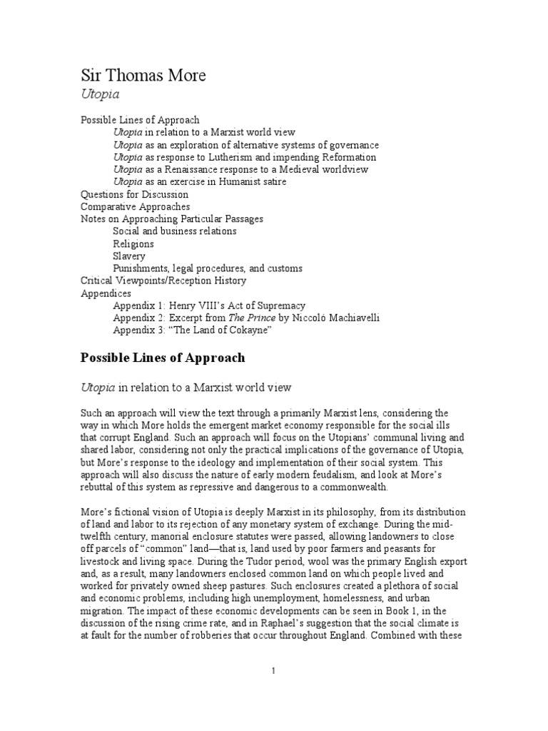 BABL Instructors Sir Thomas More Utopia | PDF | Utopia | Utopia (Book)