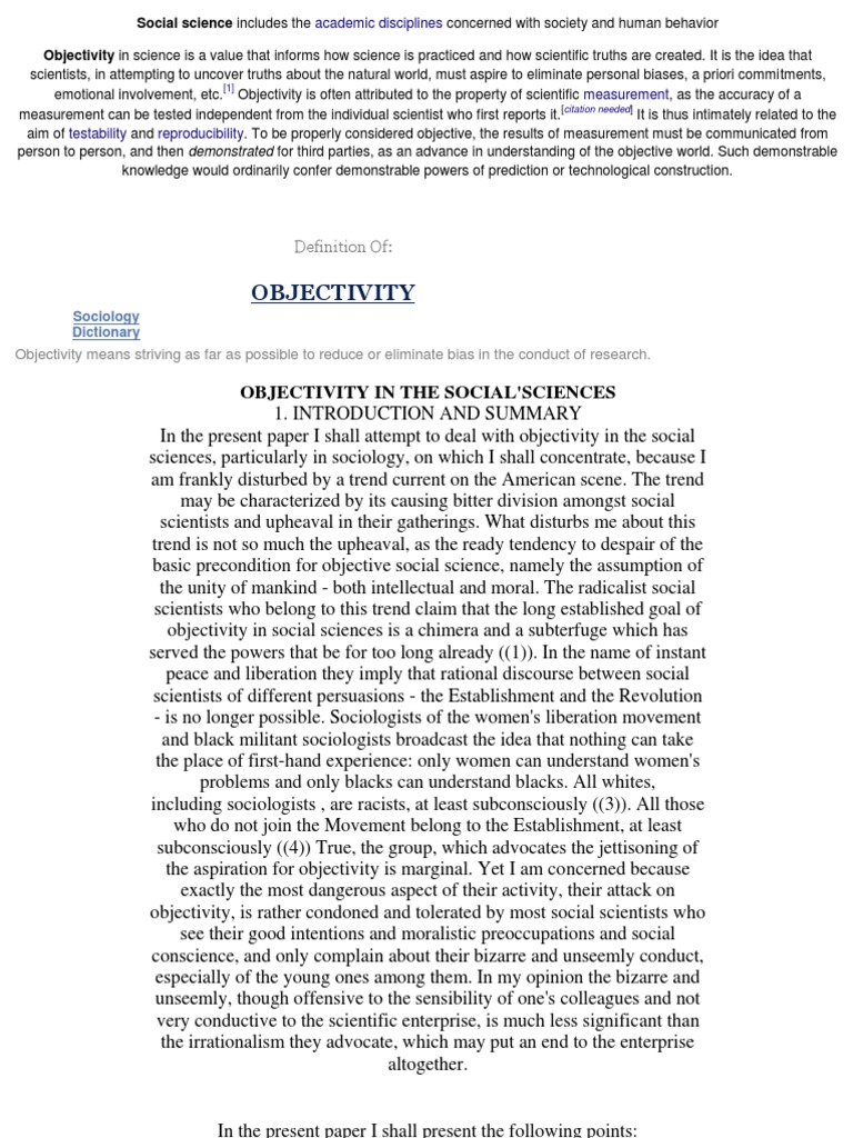 Objectivity: Objectivity in The Social'Sciences | PDF | Social Science ...
