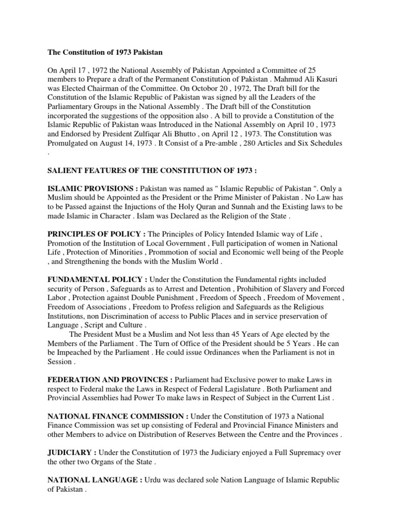 Pakistan Constitution 1973 | PDF | Social Institutions | Social Science