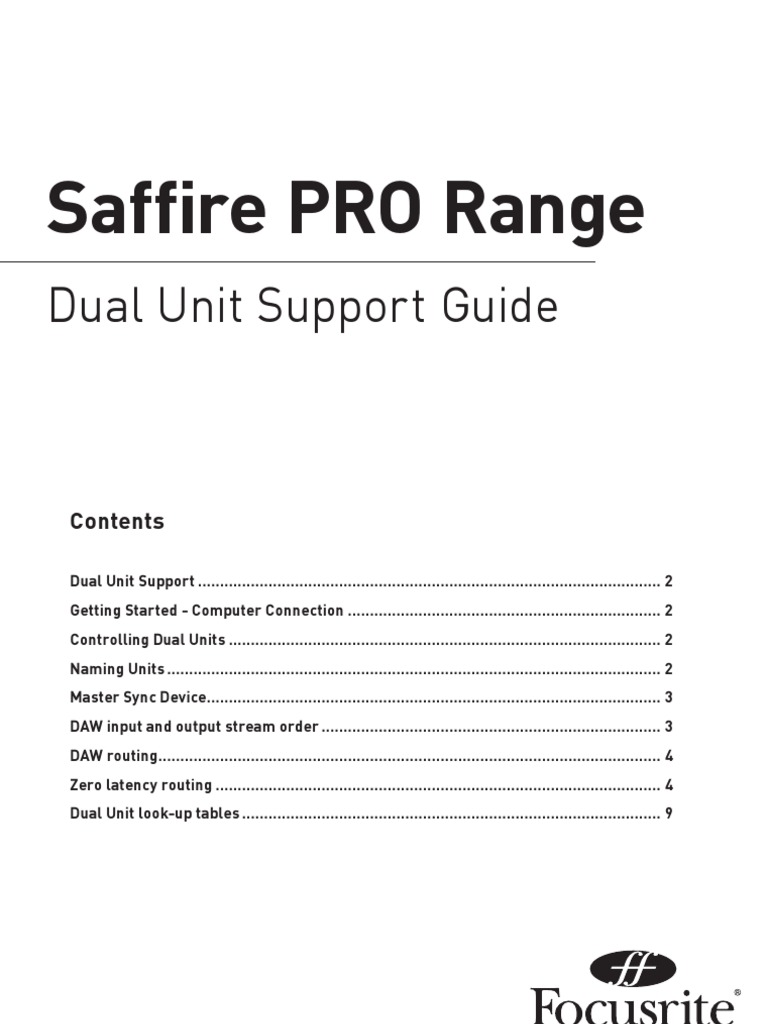 Saffire PRO Range: Dual Unit Support Guide | PDF | Sound Technology | Audio Electronics