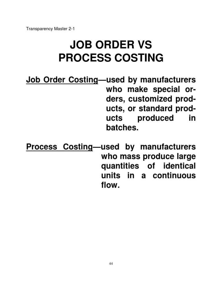 Job Order vs Process Costing Explained | PDF