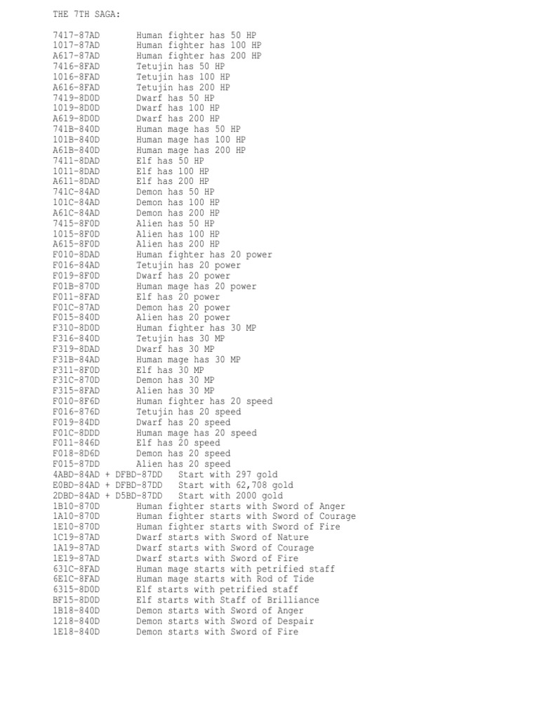 SNES Game Genie Codes | PDF | Leisure