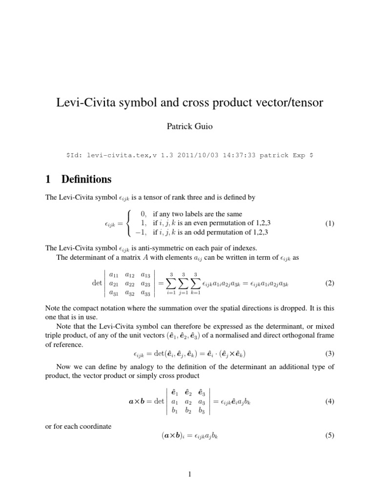 Levi-Civita Symbol | PDF | Tensor | Euclidean Vector