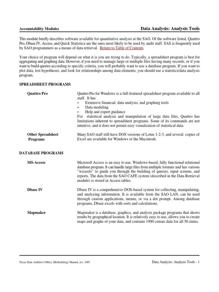 Accountability Modules: Data Analysis: Analysis Tools | PDF ...