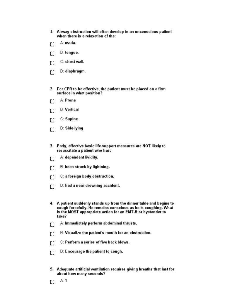 Emergency Exam2 | PDF | Cardiopulmonary Resuscitation | Breathing