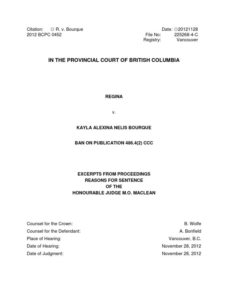 Kayla Bourque Citation and Report (First User To Put It On Scribd ...