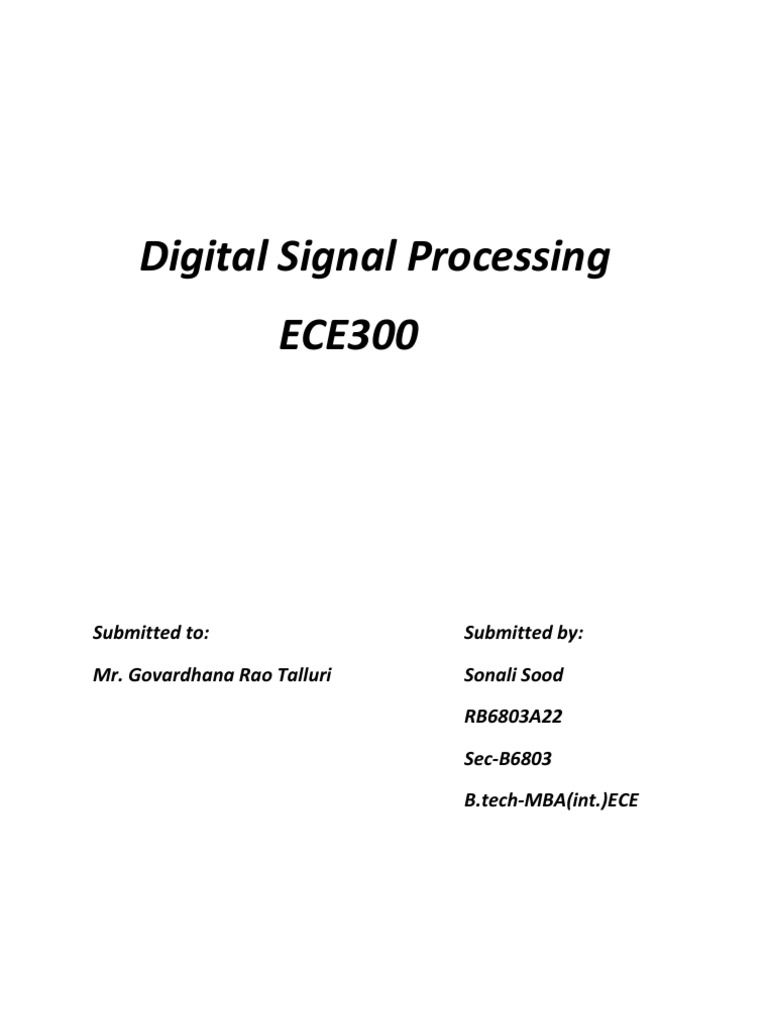 Synopsis of Digital Signal Processing | PDF | Signal (Electrical ...